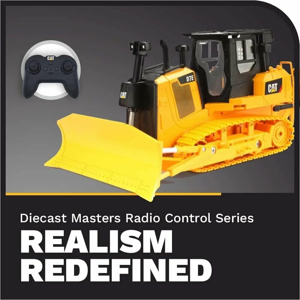 Радиоуправляемая модель бульдозера CAT D7E 1:24 с зарядкой, светом и звуком (25002), подарок для детей