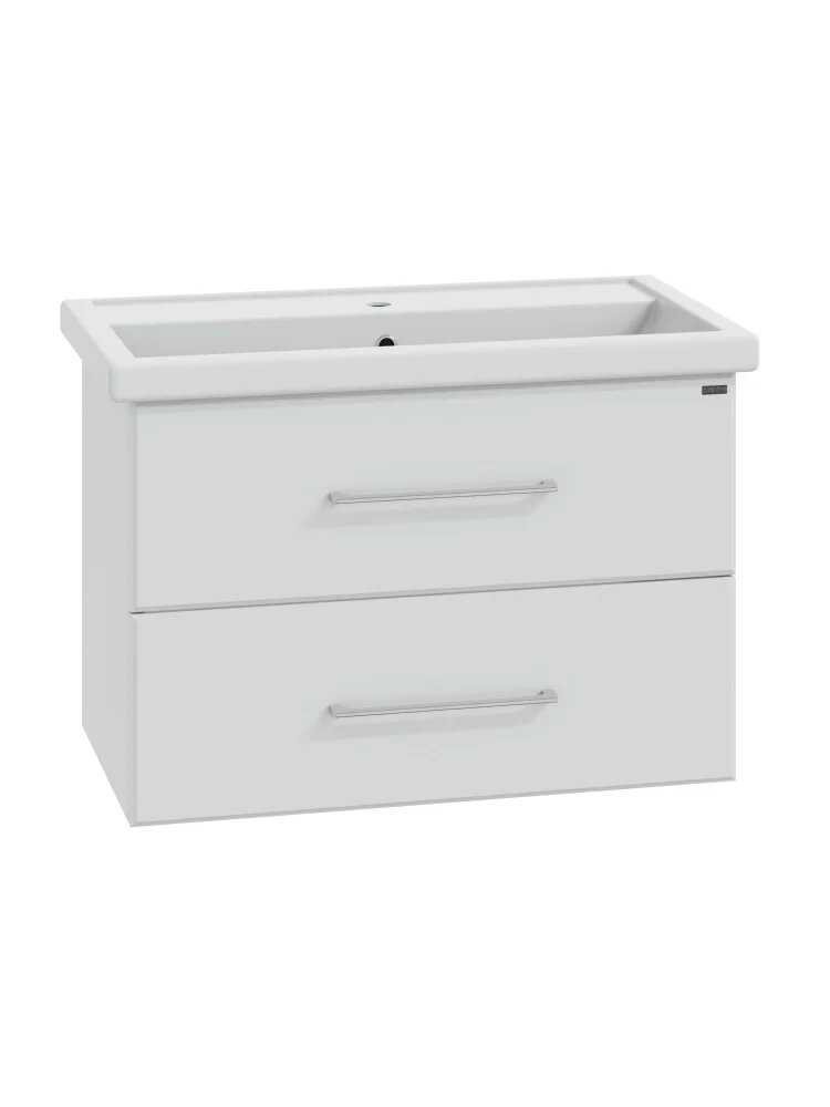 Тумба под раковину без столешницы СаНта Омега Фостер 80 подвесная белая 2 ящика