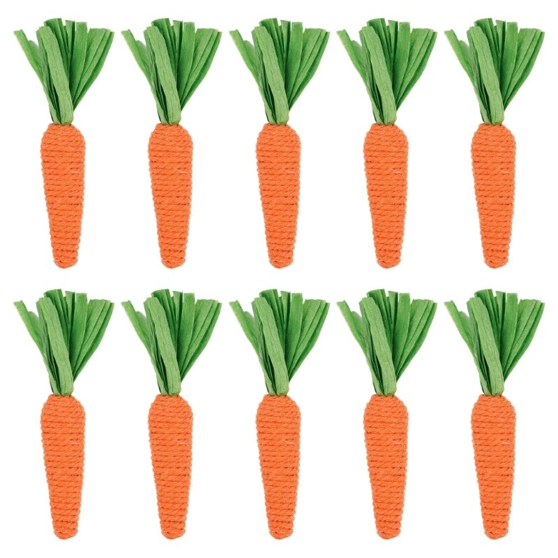Pack of 10 Miniature Carrot Ornaments for Easters Party Home Decors Photo Props