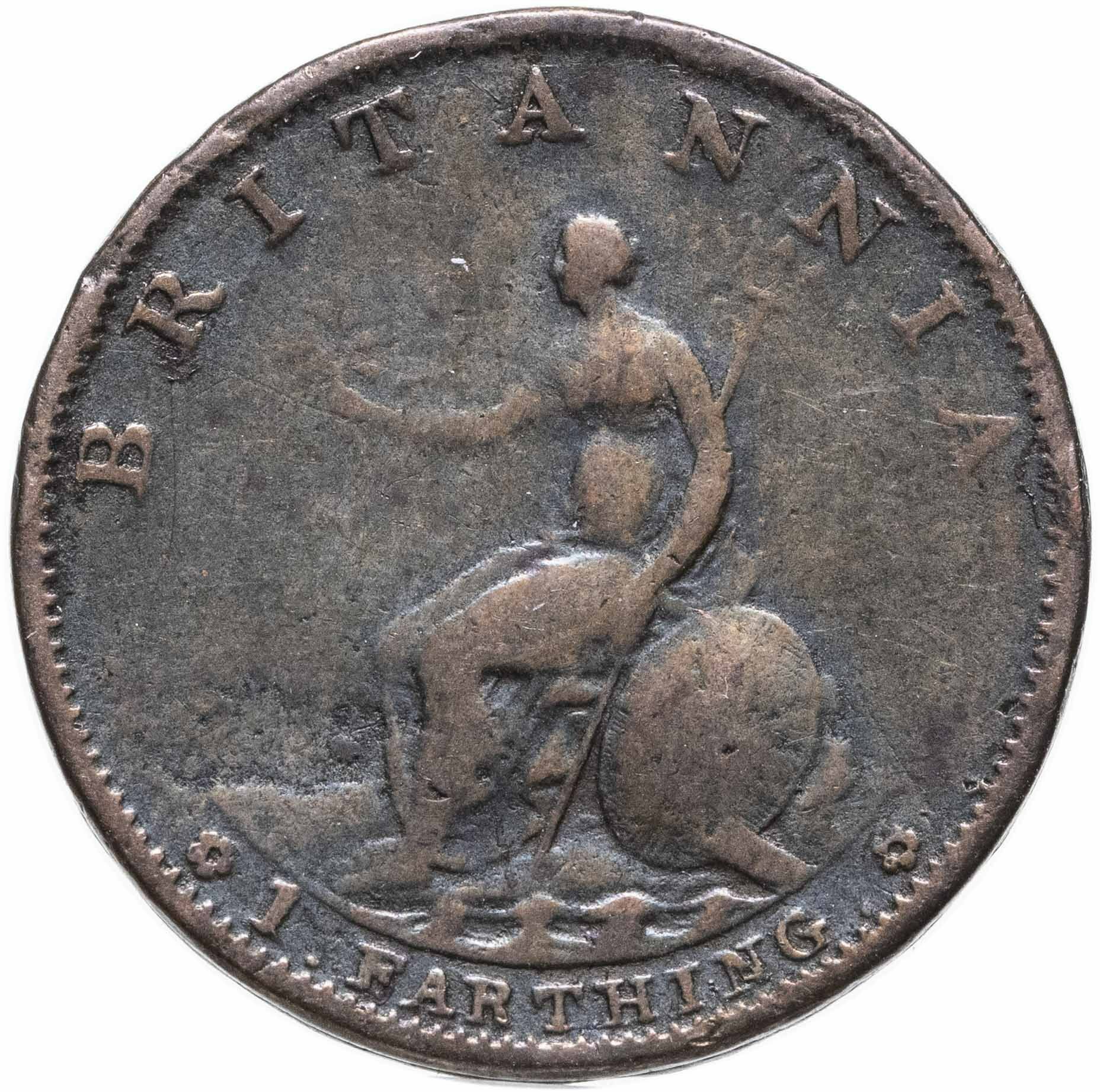 Великобритания 1 фартинг farthing 1799, Медь, в сохранности VG