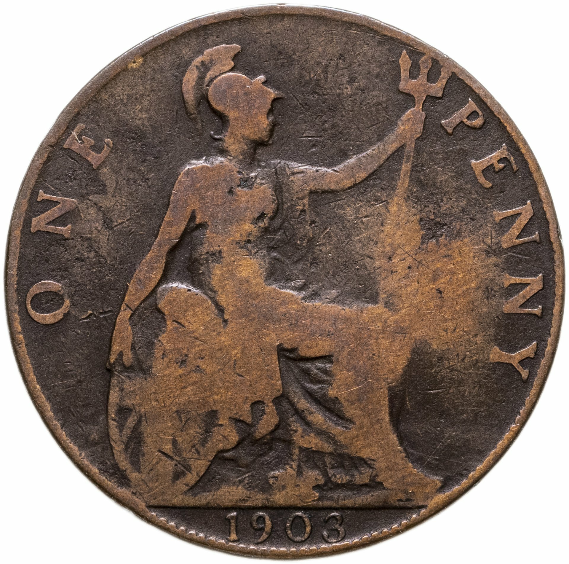 Великобритания 1 пенни penny 1903, Бронза, в сохранности F