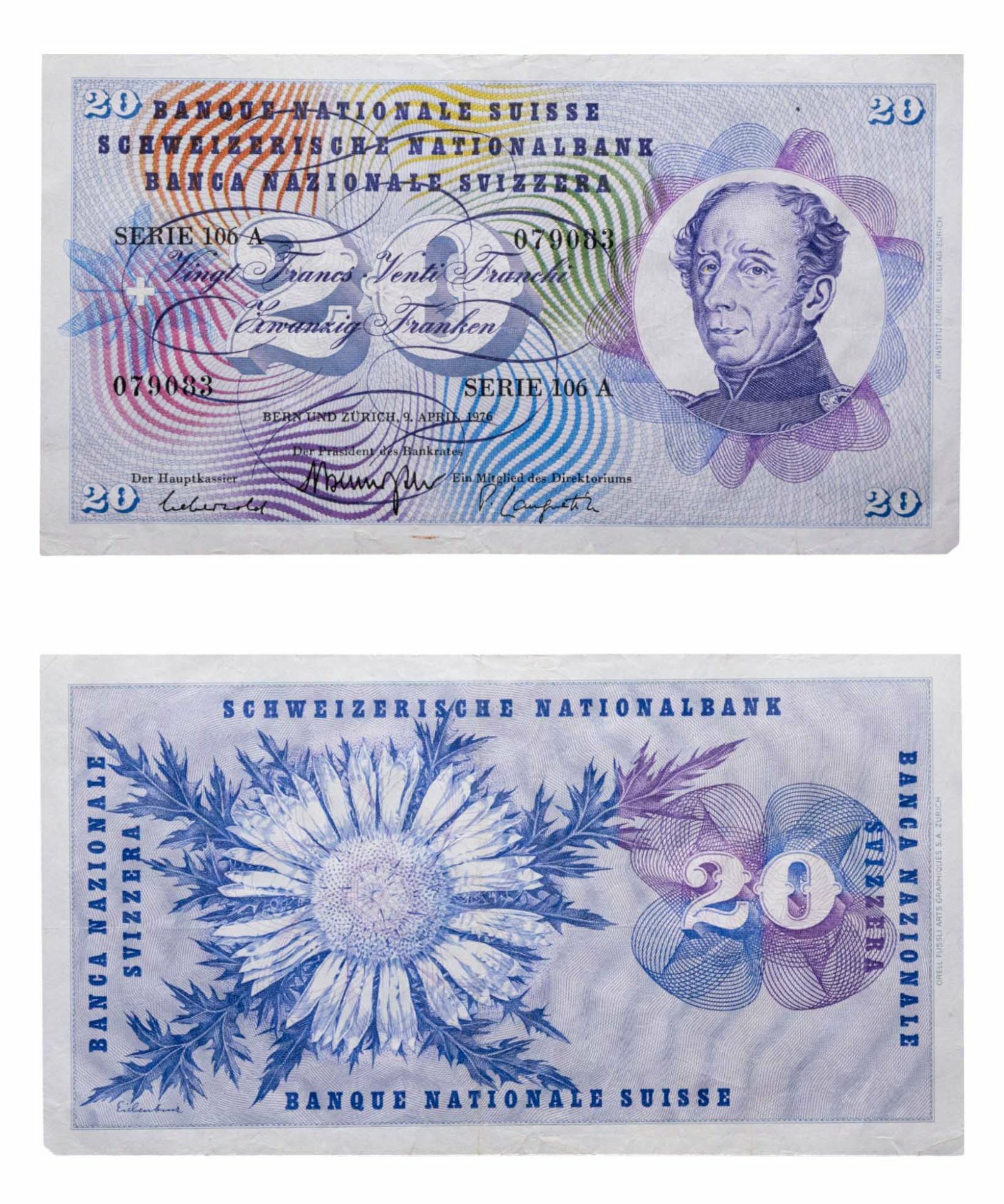 Швейцария 20 франков 1976