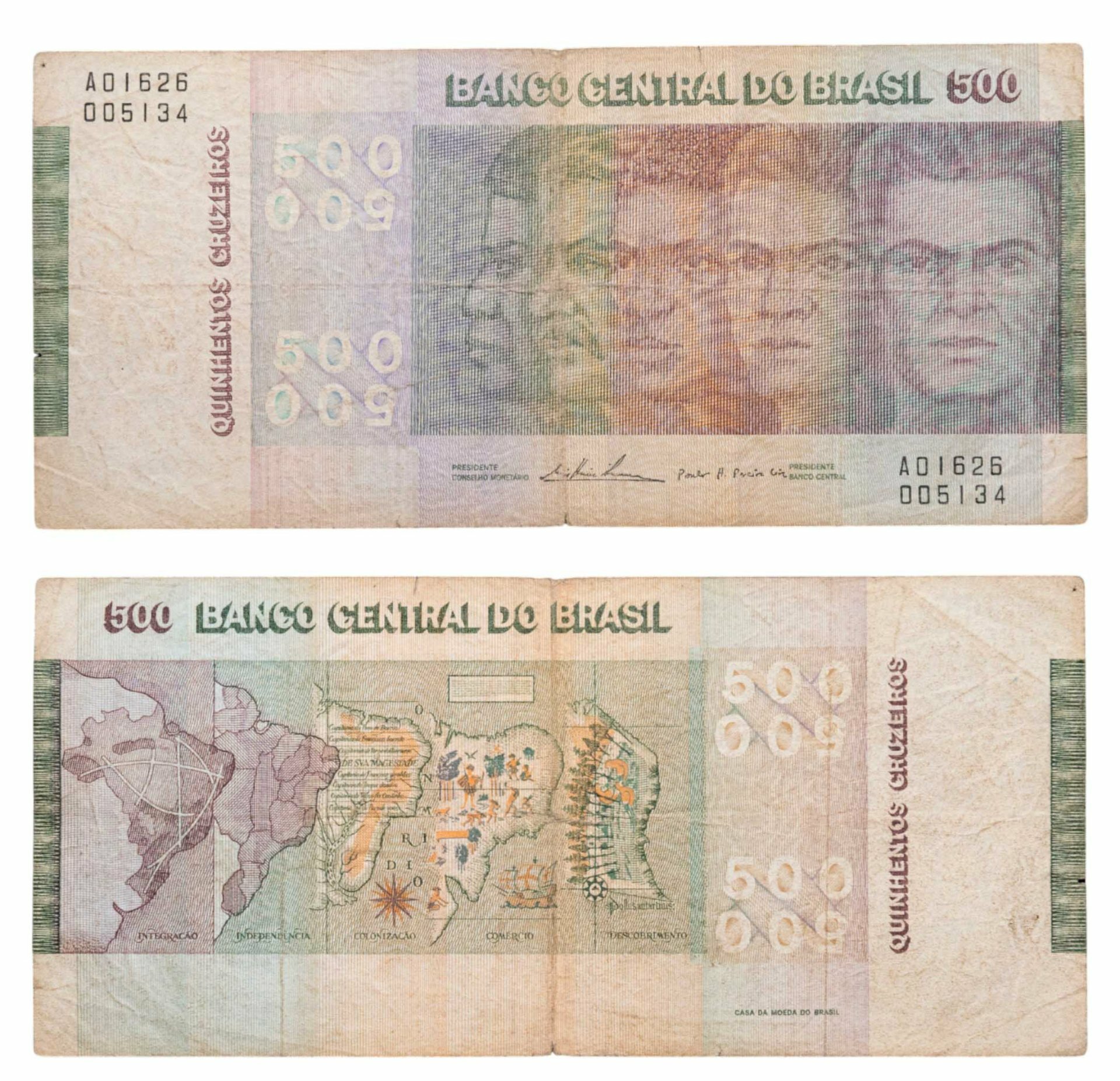 Бразилия 500 крузейро 1972 г 1974г ; Серия - А; P-196b