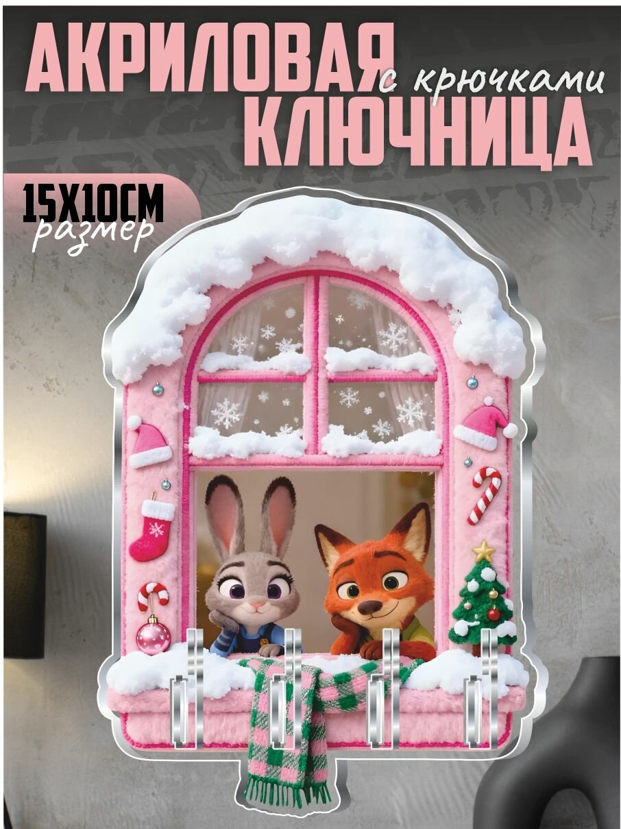Ключница настенная в прихожую с брелком Зверополис