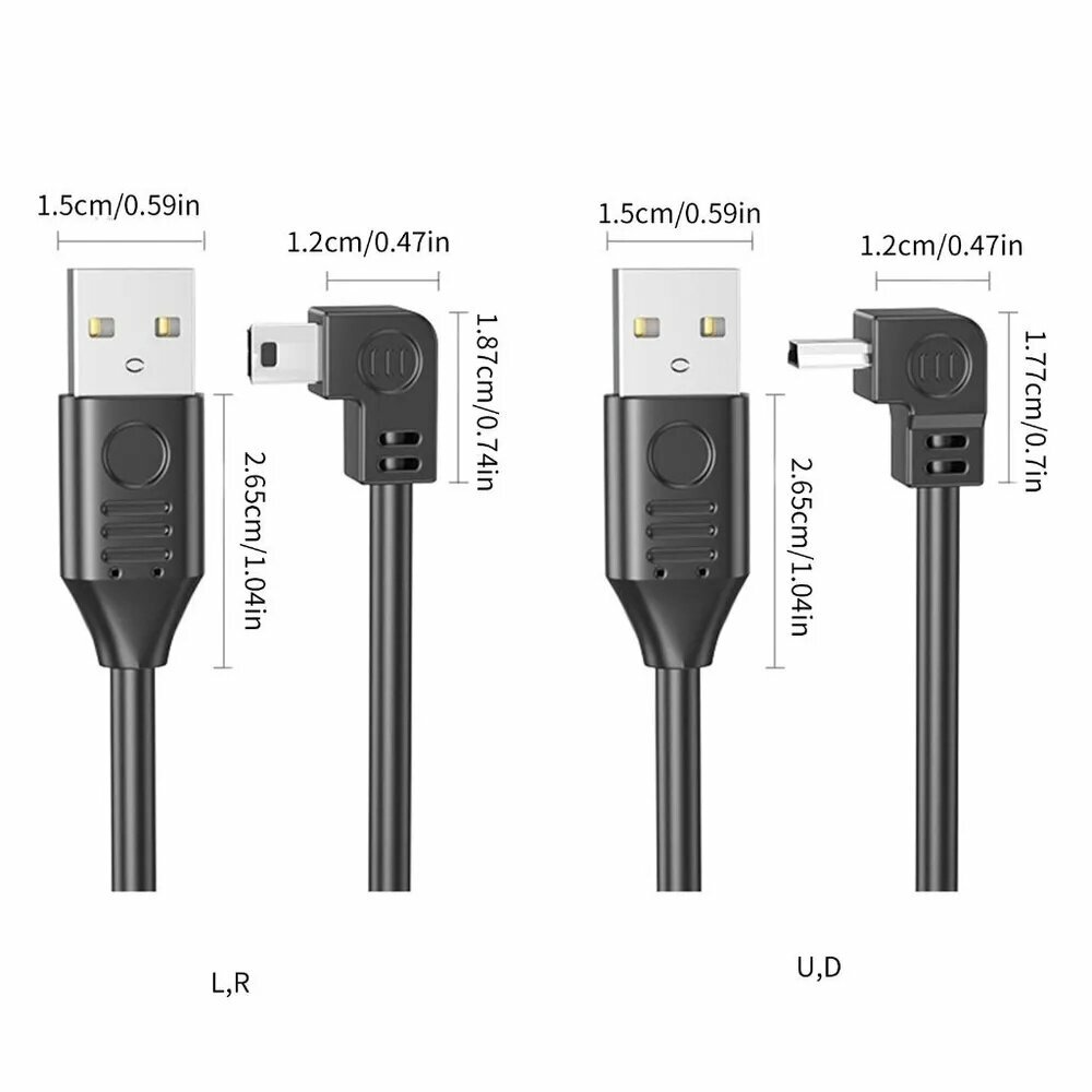 (1x) Кабель USB2.0 - Mini USB - 30 см - правый