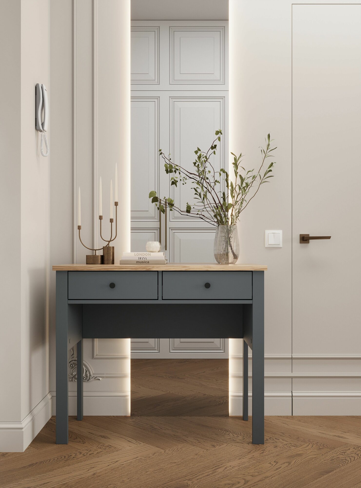 Стол туалетный Сага, 92х45, серый/ясень, ГУД лакк