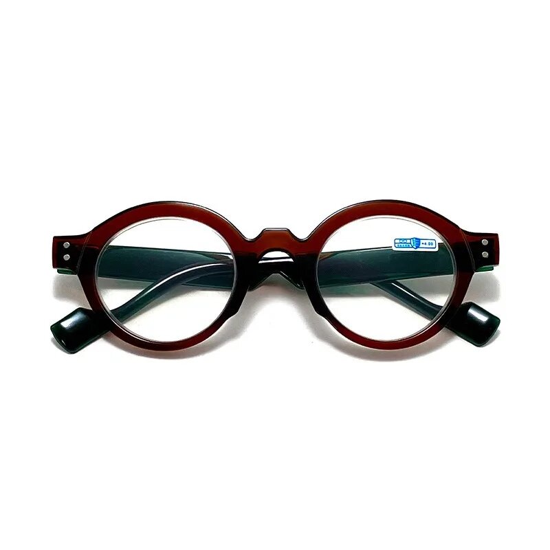 Круглые очки для чтения brown green, рецепт 2.0