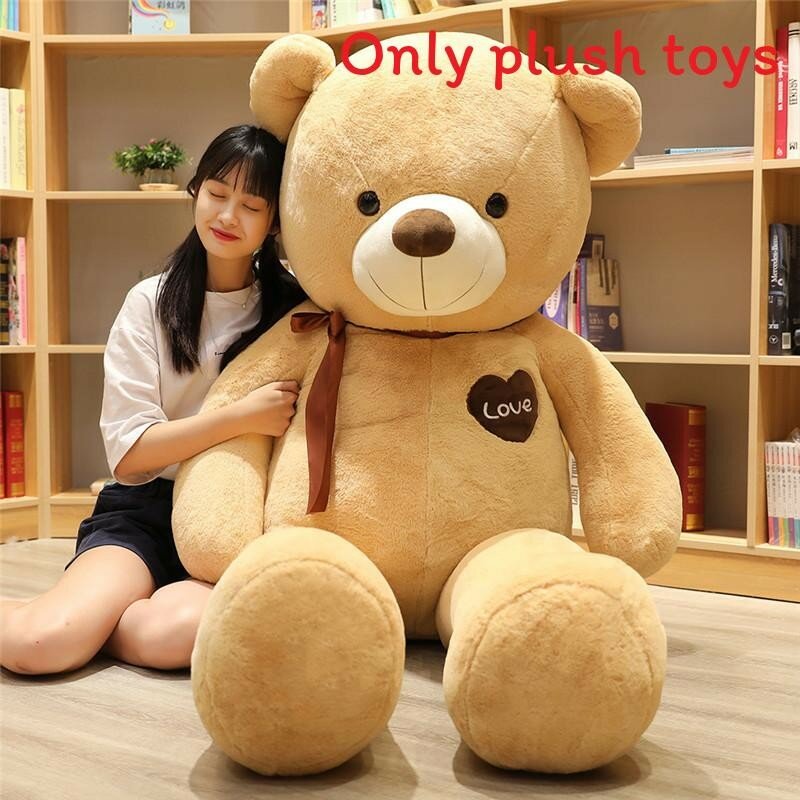 Teddy bear fluffy stuffed animal with super soft fur for childrens room decor light brown 100cm