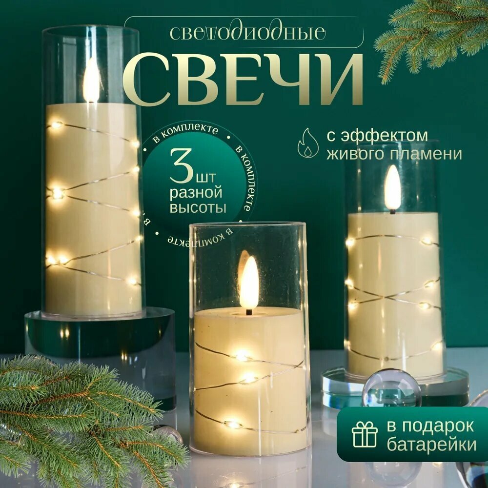 Свечи новогодние светодиодные, мерцающие