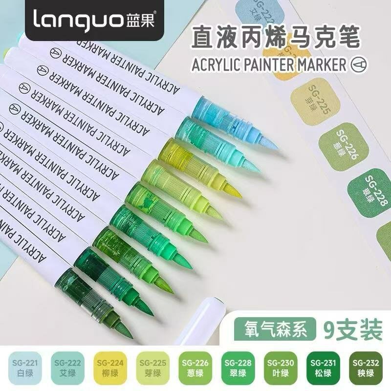 Синий фруктовый прямой жидкий акриловый маркер, мягкий наконечник, водонепроницаемый, новые цвета, 207 цветов, полный набор для рисования, специальное использование для студентов