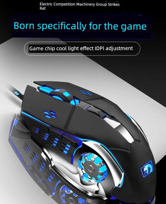 Игровая мышь New Alliance Mechanical Snake второго поколения, проводная, розовая, USB, для дома и ноутбука, синяя