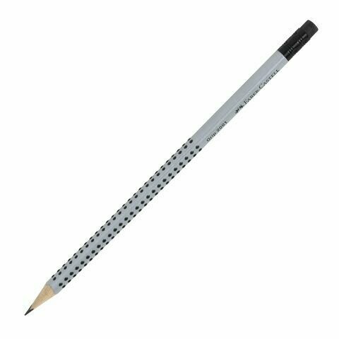 12 шт. Карандаш чернографитный FABER-CASTELL, 1 шт, "Grip 2001", HB, трехгранный, с ластиком, 117200
