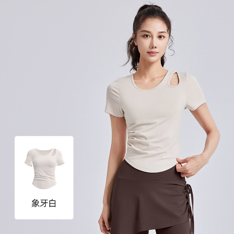 Топ с коротким рукавом для йоги для женщин с нагрудными вкладышами, облегающий, стройнящий, для бега, тренировок, пилатеса, топ для йоги, обтягивающий, корректирующий фигуру