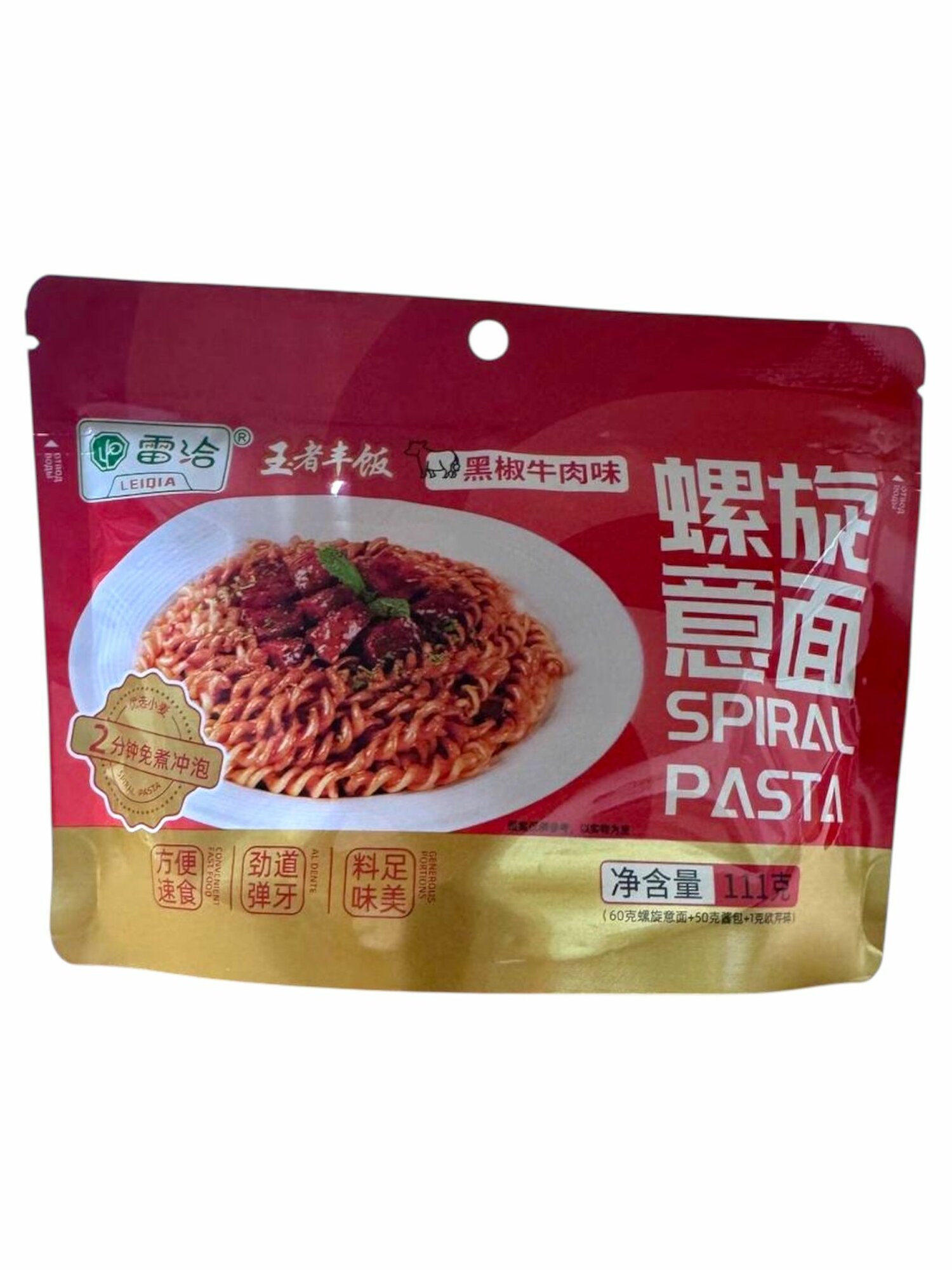 LEIQIA Макароны быстрого приготовления со вкусом стейка с черным перцем 111 гр