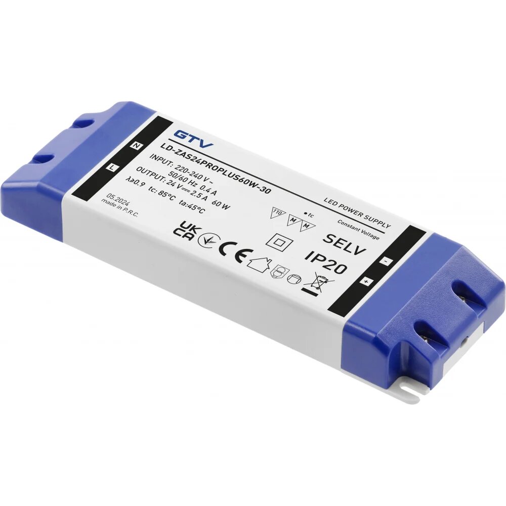 Блок питания для светодиодов GTV LED PRO+ 220/24V 60W IP 20 LD-ZAS24PROPLUS60W-30
