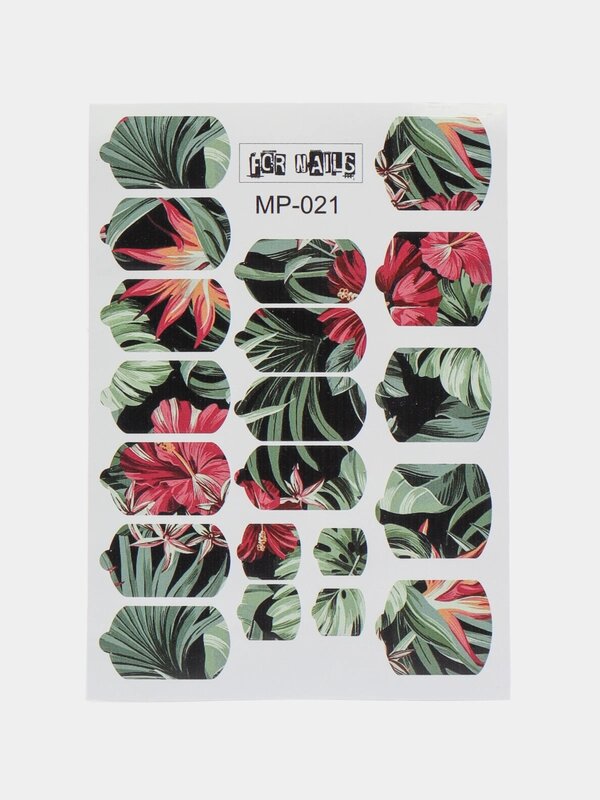 Наклейки плёнки для ногтей цветы листья, MP021, для маникюра и педикюра