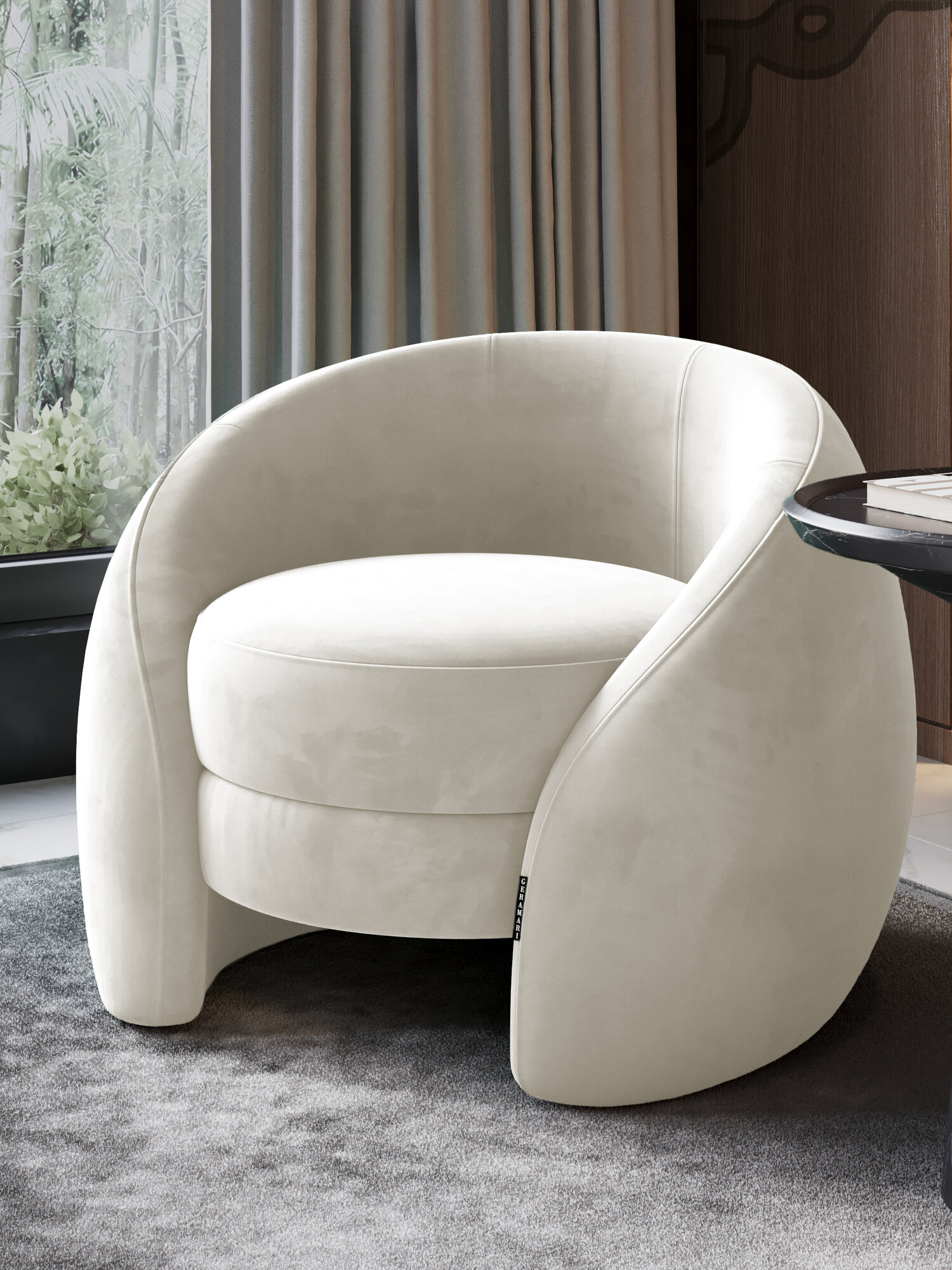 Кресло дизайнерское Galassia, велюр белый mist 010 72х76х76 см