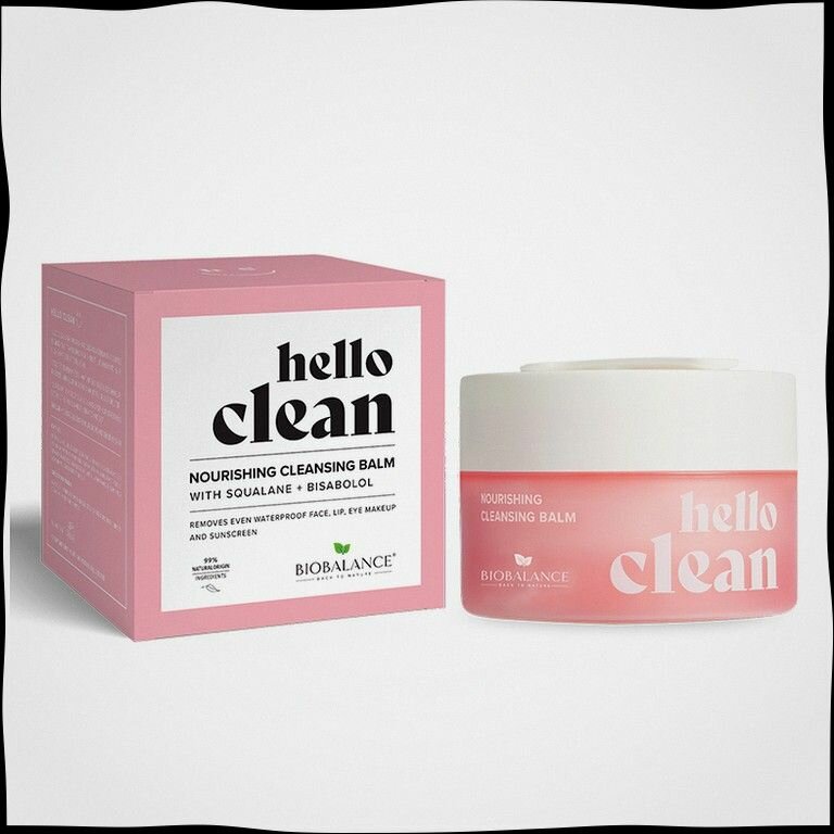 BIOBALANCE HELLO CLEAN NOURISHING CLEANSING BALM WITH SQUALANE + BISABOLOL, Питающий Бальзам для умывания лица 100 мл