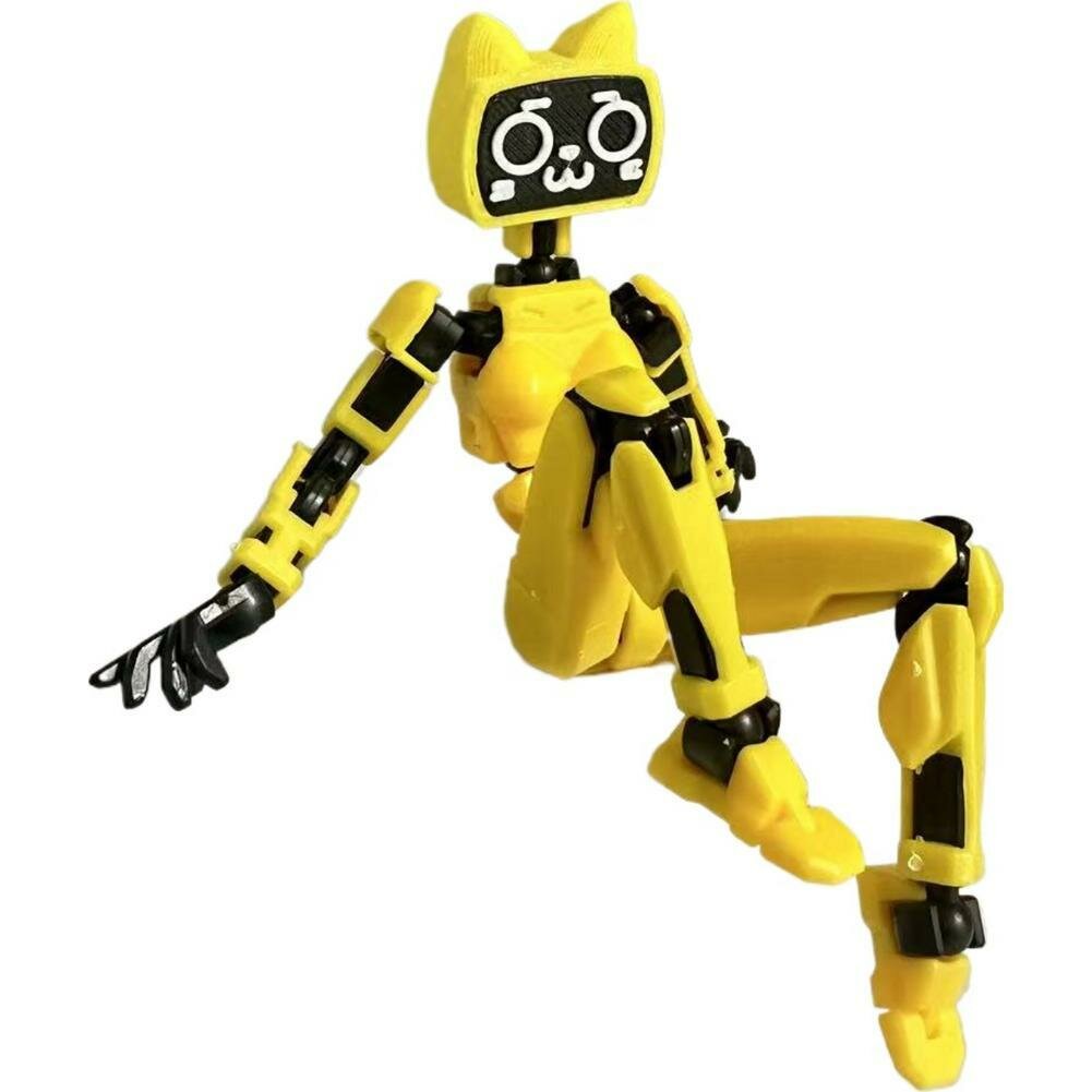 Шарнирная фигурка с кошачьими ушами, подвижные суставы, 3D-печать, настольный декор