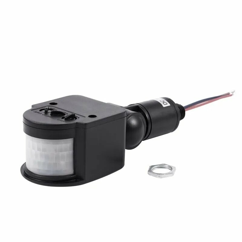 E3ZN12-Открытый 12V DC автоматический инфракрасный датчик движения PIR совместим с светодиодного освещения, черный