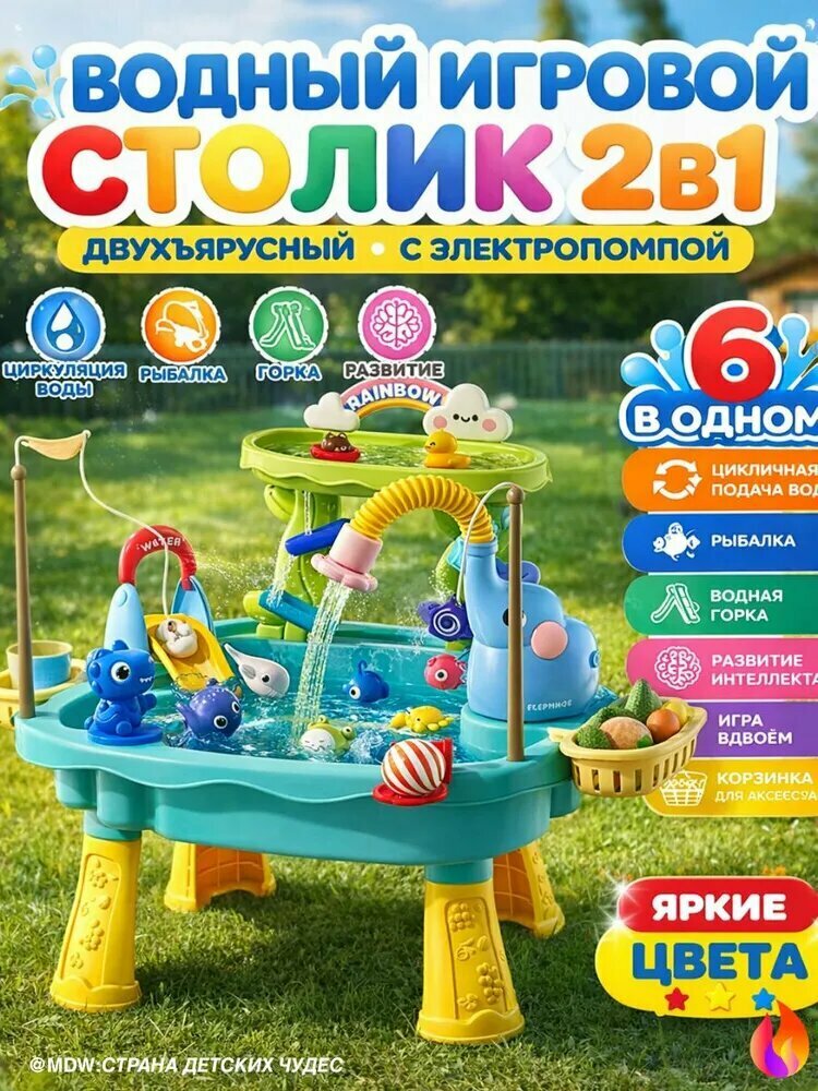 3-слойный водный столик со стульями-детский сенсорный игровой стол на открытом воздухе, подходящий для развлечений на заднем дворе или на пляже для мальчиков и девочек.