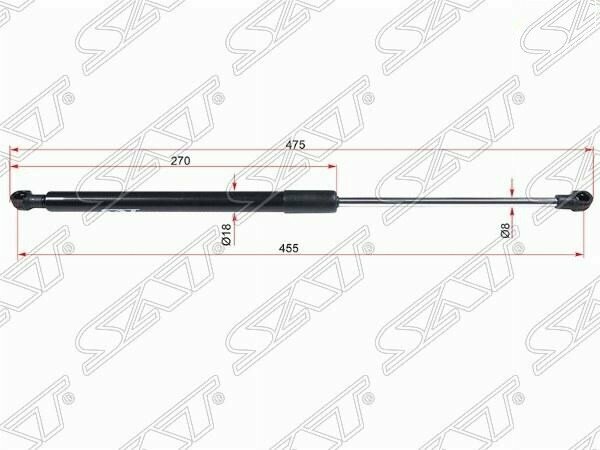 Амортизатор крышки багажника SAT ST-68950-0W180 Toyota Caldina T240 02-07 справа