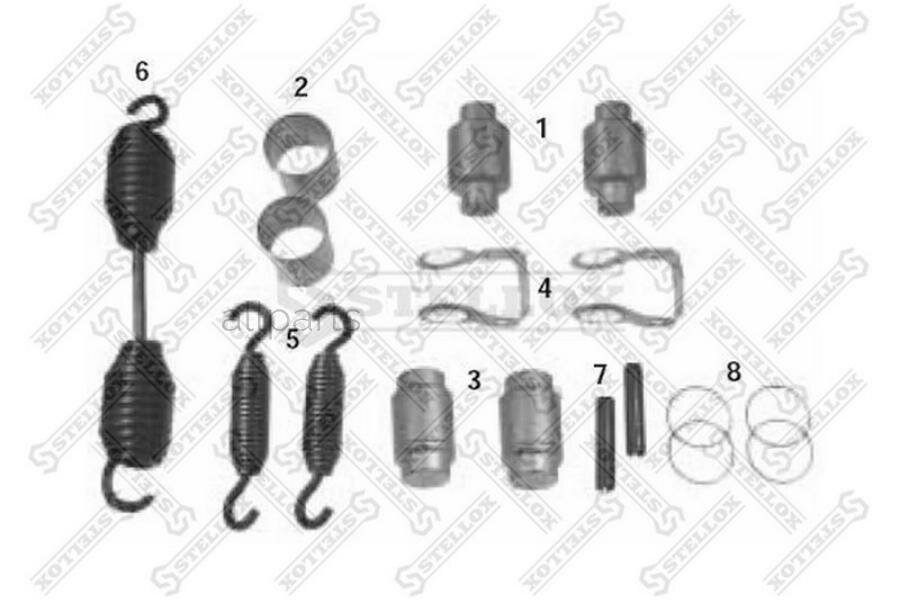 STELLOX 8510801SX р/к торм. колодки !(мр) 3пружины+2+2ролики+2втулки+о-кольца \ROR T, U, TH, TM оси (B, Q, Z)