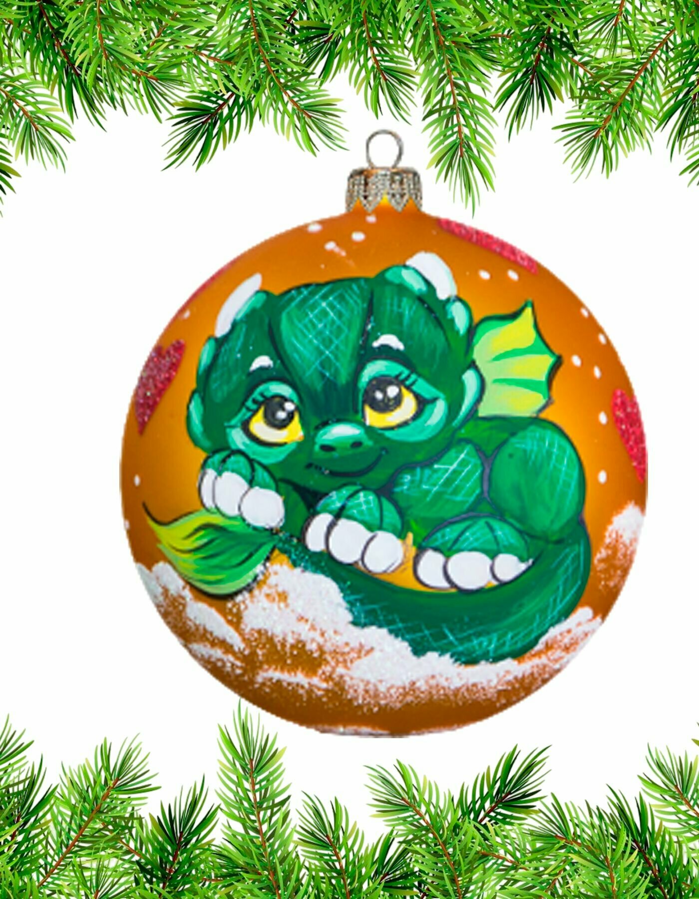 Шар на елку Дракон-крош 8см