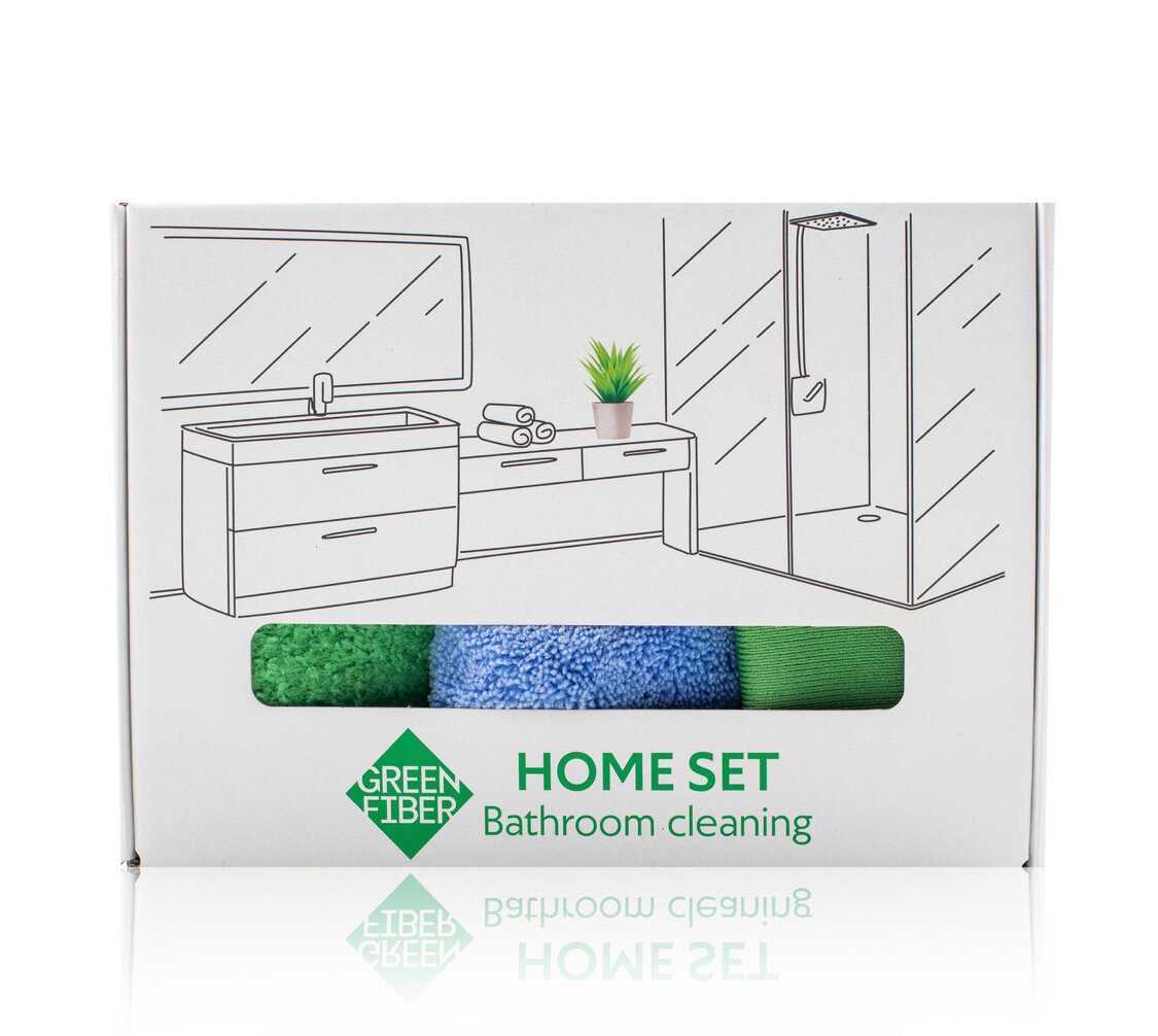 "Набор для уборки ванной HOME SET Bathroom Cleaning", GreenWay, 40х30 см. В наборе 3 файбера. Для уборки ванной комнаты.