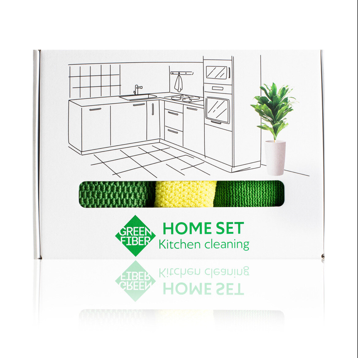 "Набор для кухни HOME SET Kitchen Cleaning", GreenWay, В наборе 3 файбера. Набор для уборки кухни