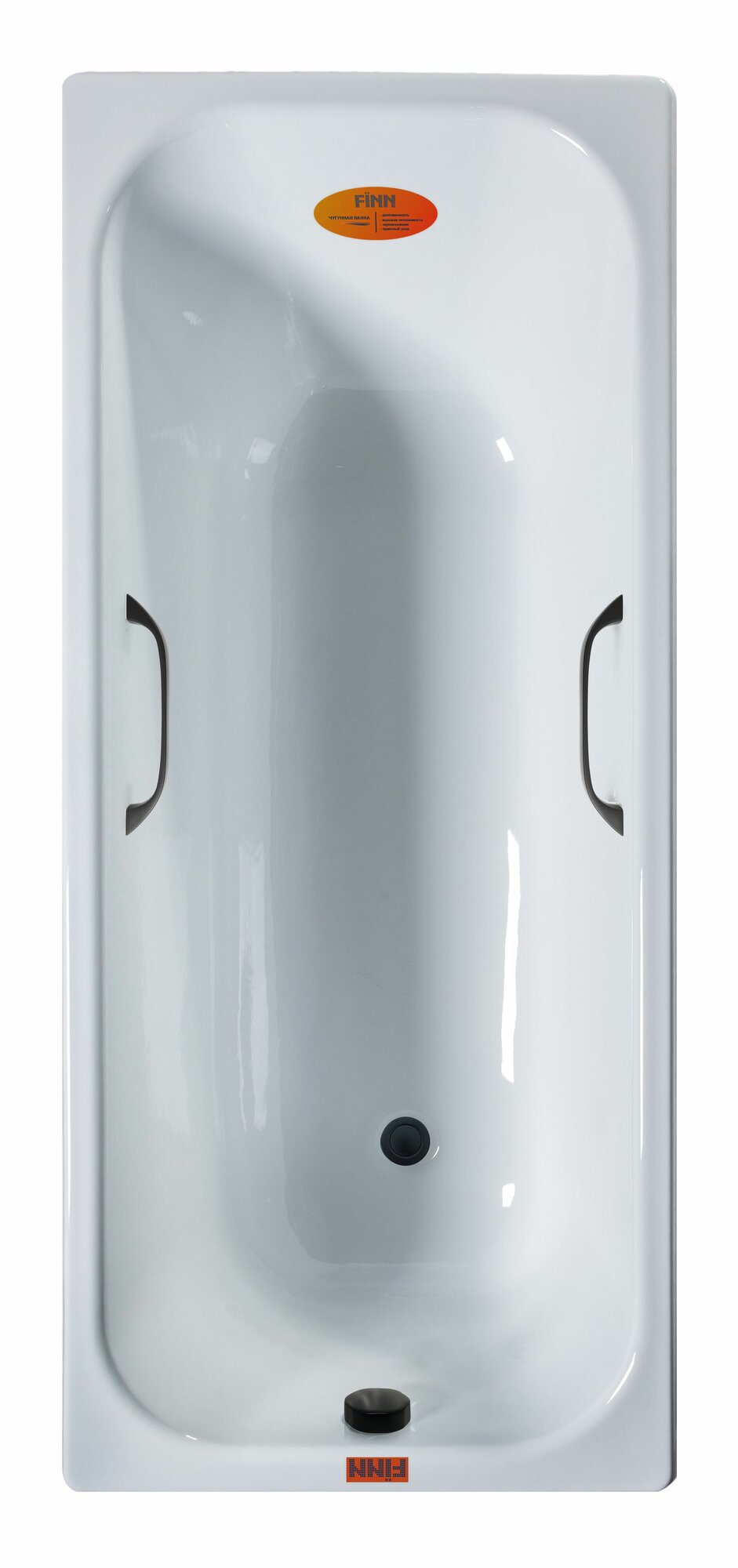 Чугунная ванна Finn Sonata 170x70x44 с квадратными черными ручками