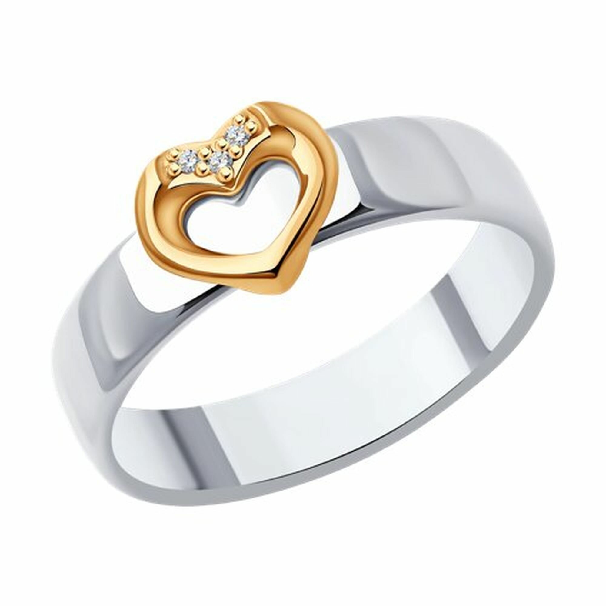 Кольцо, серебро, 925 проба, родирование, бриллиант