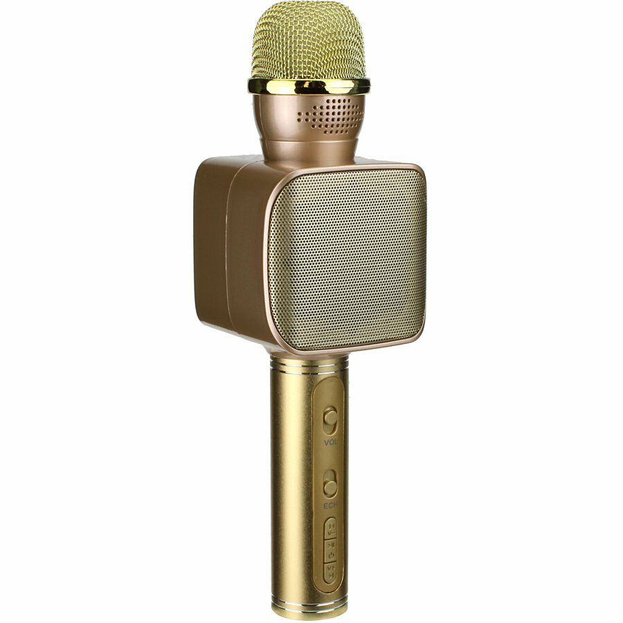 Микрофон караоке YS-68 USB/microSD встроенная колонка, золотой