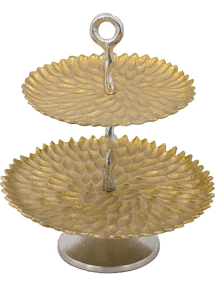 Блюдо сервировочное Glasar двухъярусное 36х36х41 см, алюминиевое