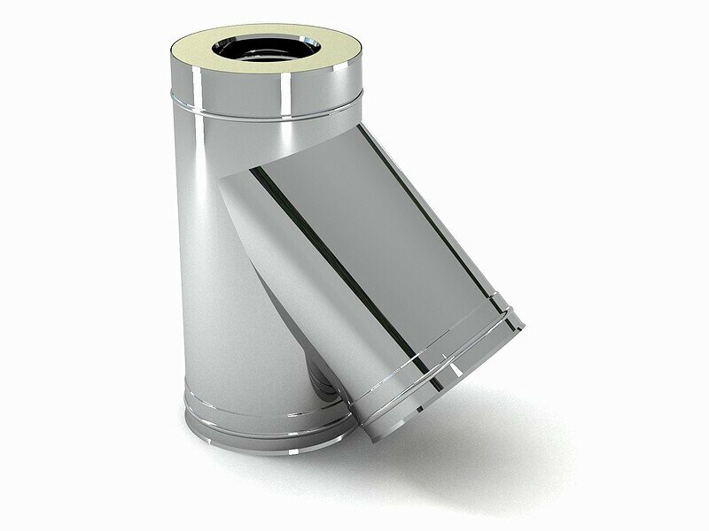 Тройник сэндвич 45 d 150 х 210 толщ. 0,5 нерж (430) х 0,5 оц.