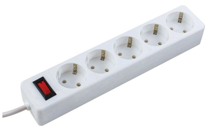 Удлинитель с сетевым фильтром 5х1.8м с заземл. 10А IP20 2.2кВт 2хUSB 3х0.75 с предохранителем космос FKsm1.8m-5g(W)USB