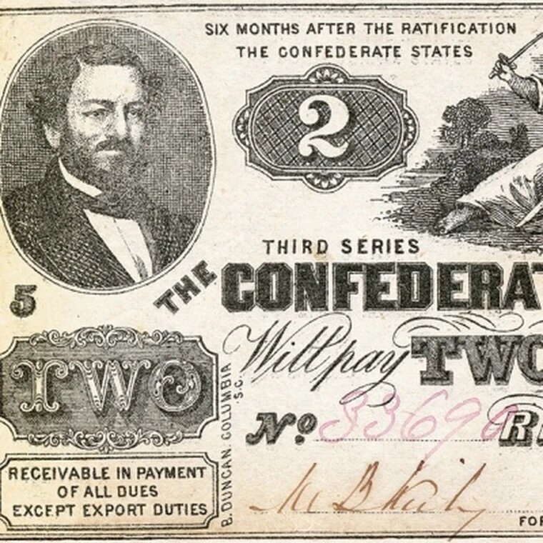 2 доллара 1862 Ричмонд Конфедеративные Штаты Америки, сувенирная копия, банкноты и купюры редкие коллекционные