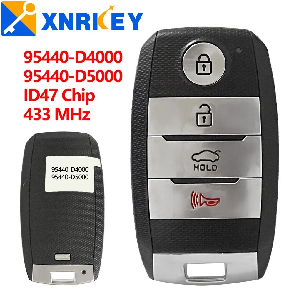 XNRKEY автомобильный смарт-ключ для Kia Optima 2016-2020 SY5JFFGE04 95440-D4000/D5000 ID47Chip 434 МГц смарт-ключ 4 кнопки