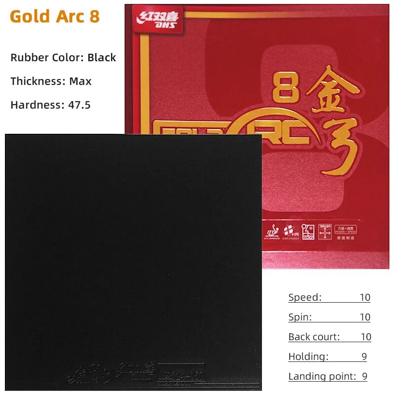Резина для настольного тенниса DHS Gold Arc 8 H47.5 Max Black