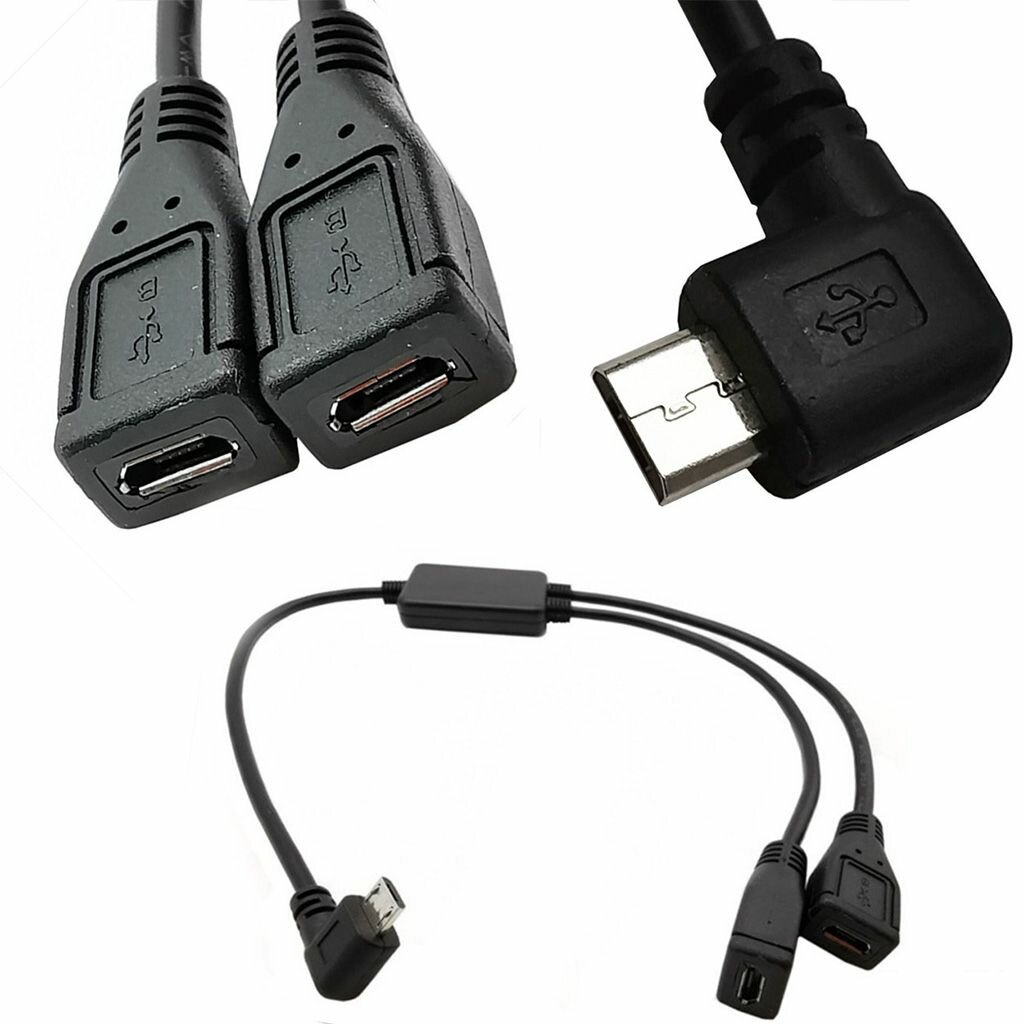 Разветвитель Micro USB 5 Pin на 2Female Y, зарядное устройство 2 в 1