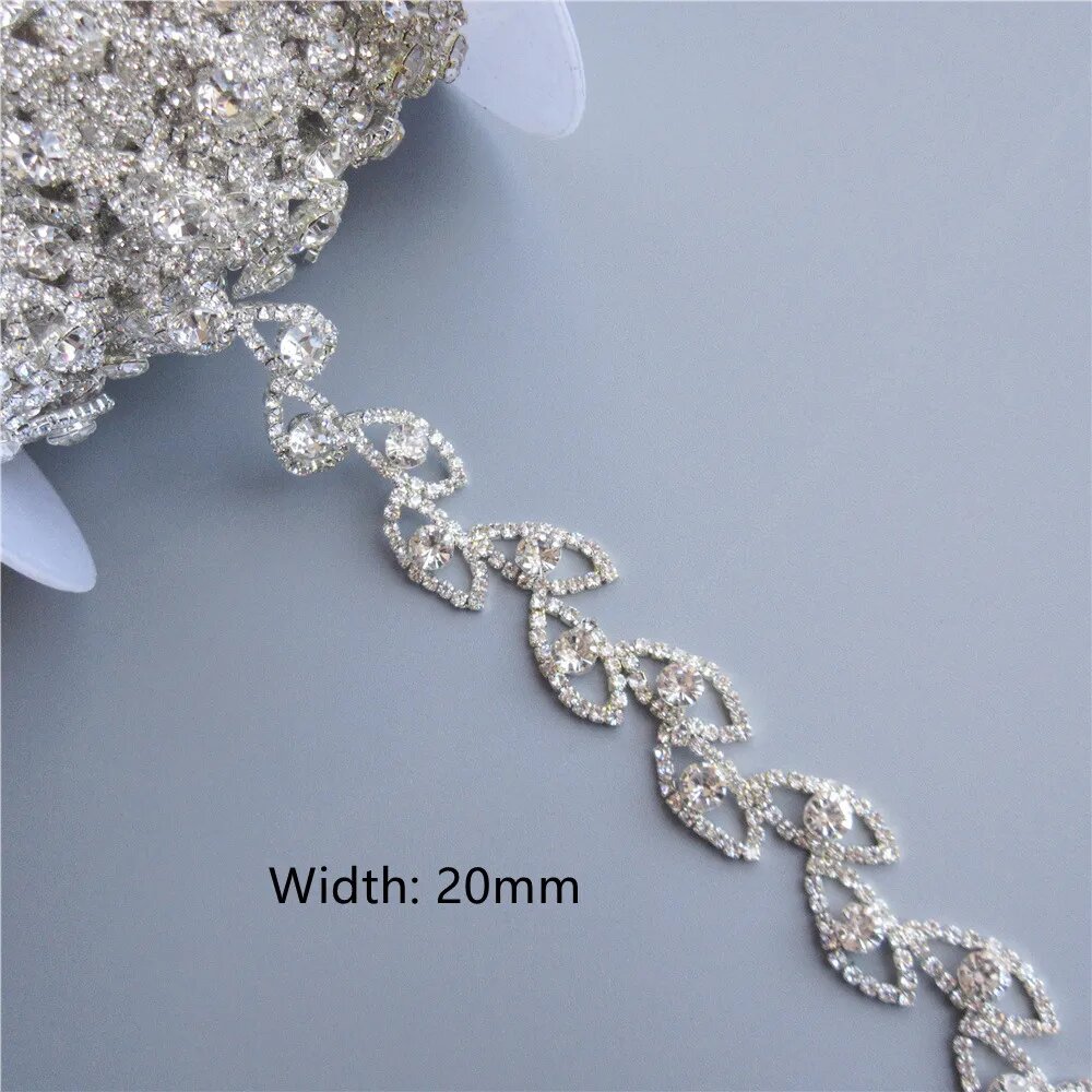 45 см/лот, серебряная стеклянная цепочка с кристаллами, блестящая отделка со стразами, металлическая лента, ожерелье, украшение, свадебное платье, аксессуары для одежды