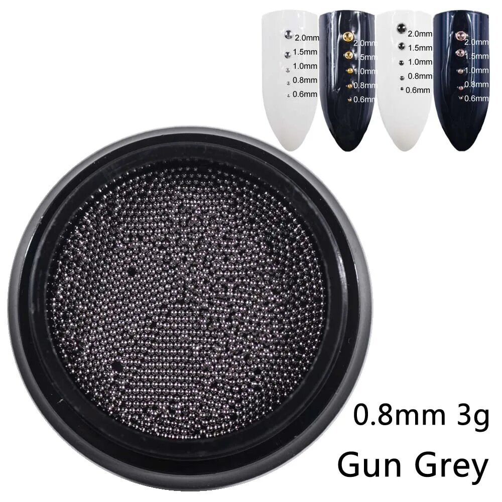 Микробусины для ногтей HISENLEE, 0.8mm gun grey, 3g