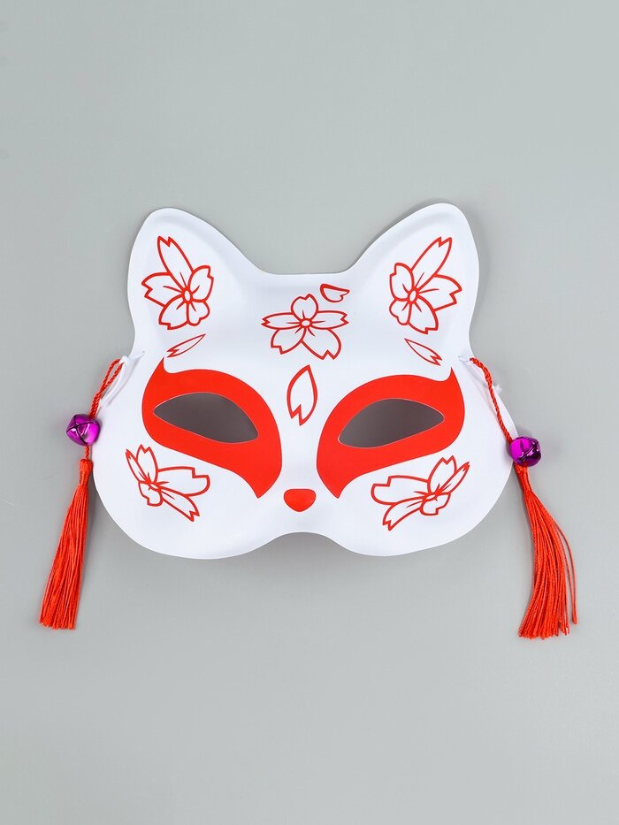 Волшебная маска Карнавальная маска «Кицунэ. Цветы», красный
