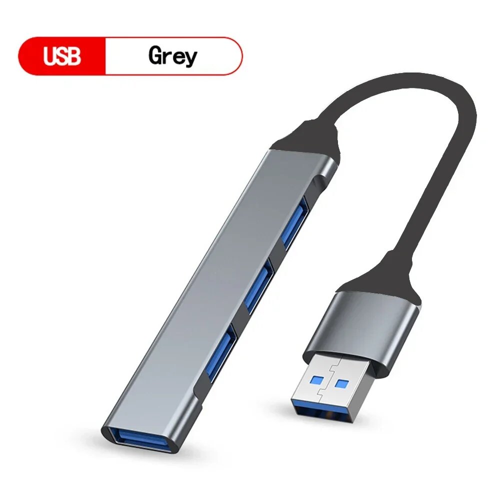 ICANING 4-портовый USB концентратор 3.0 USB Black Gray