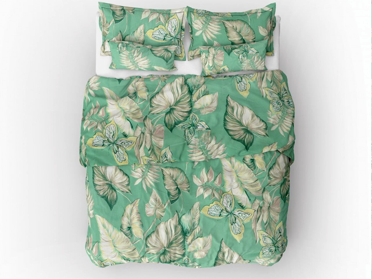 Постельное бельё бязь 1,5 спальное - М - 120 - Взмах бабочки (зеленый)