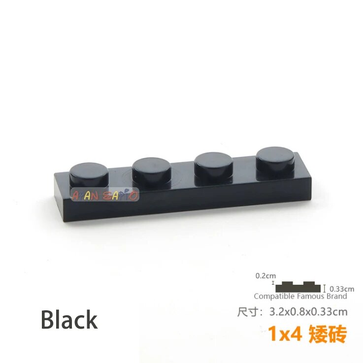 Черный кирпич 1x4 для конструктора, 30шт