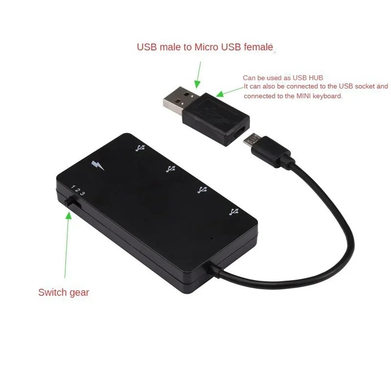4-портовый USB OTG концентратор Micro USB, черный