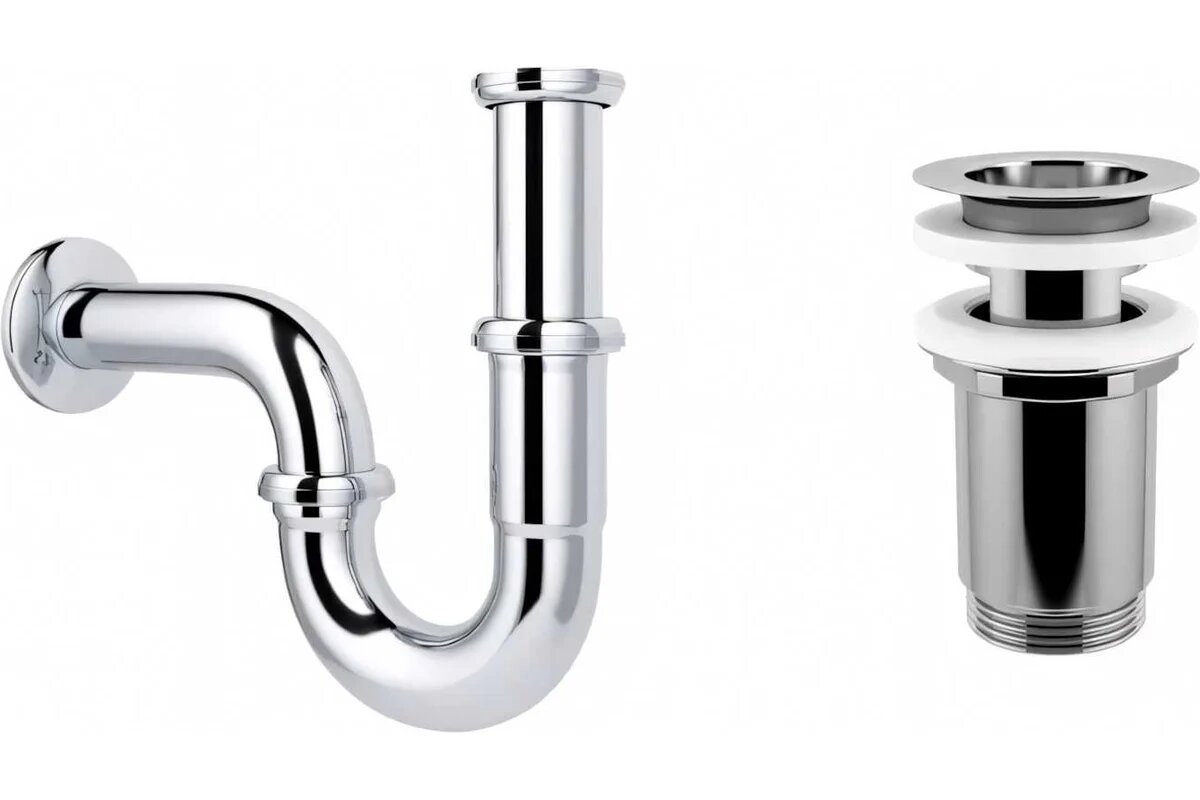 Wellsee Сифон для раковины с выпускомDrainage Systemв наборе 2 в 1 182102004