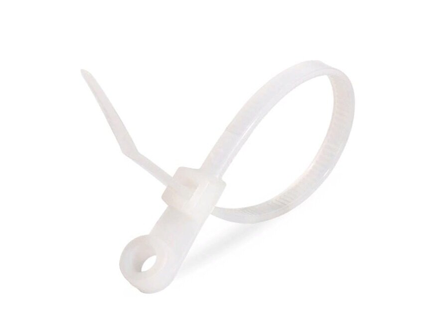 Крепеж провода стяжка кабельная хомут под винт nylon 4.0 х 150мм 100шт белый FORTISFLEX 80529 ЛОТ 3 шт