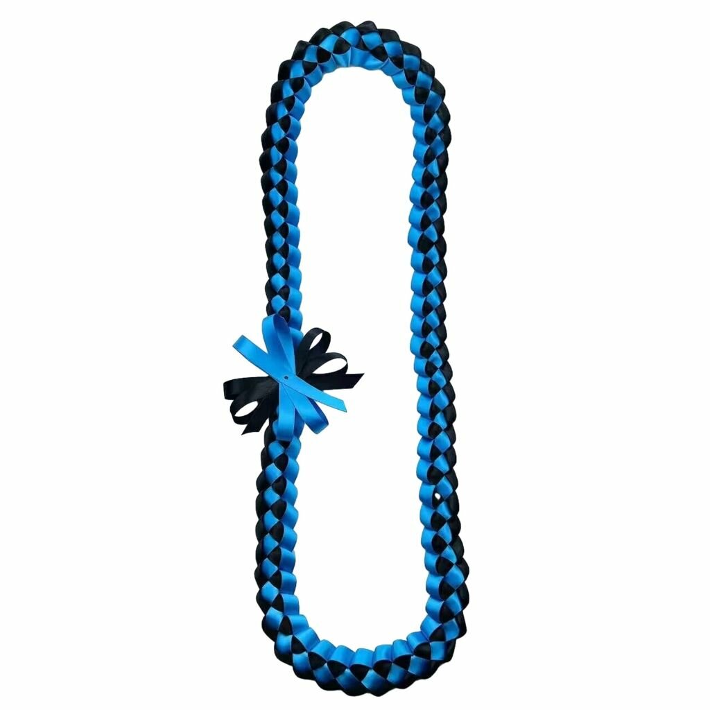 Однослойная выпускная церемония с плетеным воротником-гирляндой из лент-синий и черный